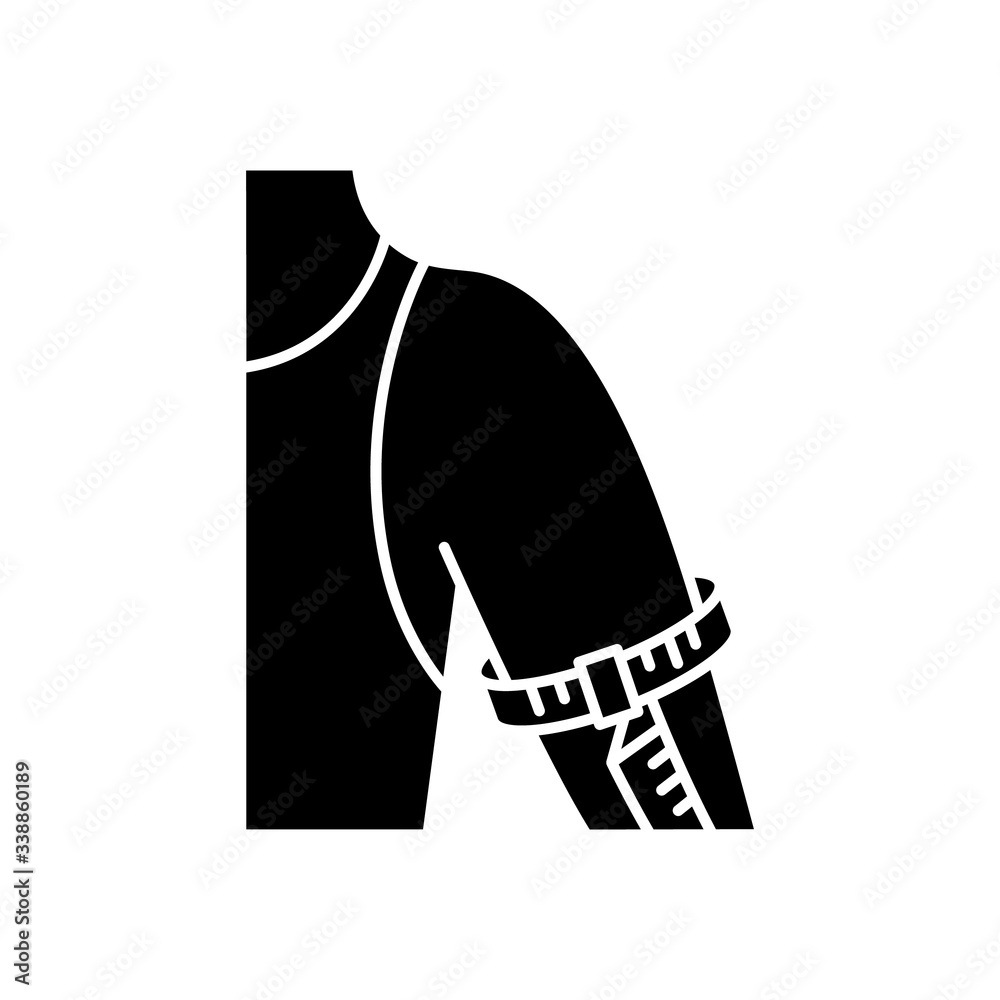 Vetor Upper arm circumference black glyph icon. Human body measurements ...