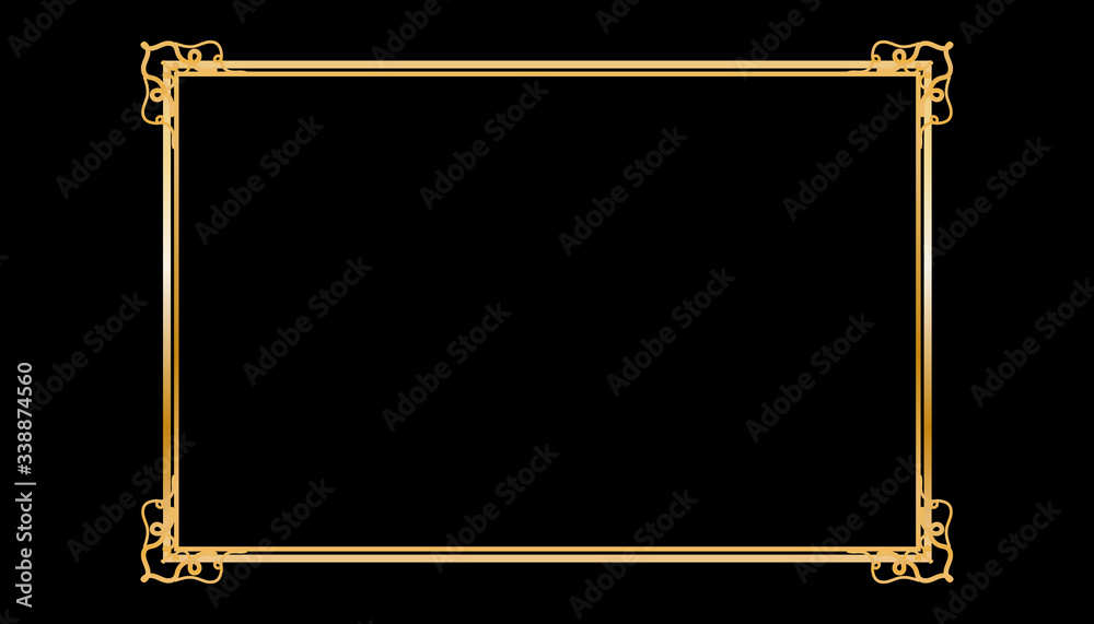 Golden thin rectangular frame. Perfect design for headline, logo and ...