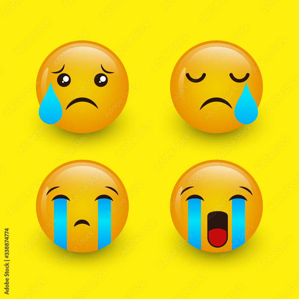 emoticon design with emoticon template face sad in 3d style Free Vector ...