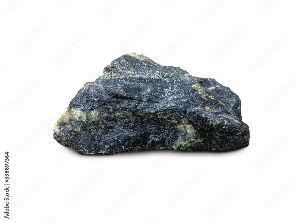 Fotografie Gabbro specimen isolated on a white background. Gabbro is a ...