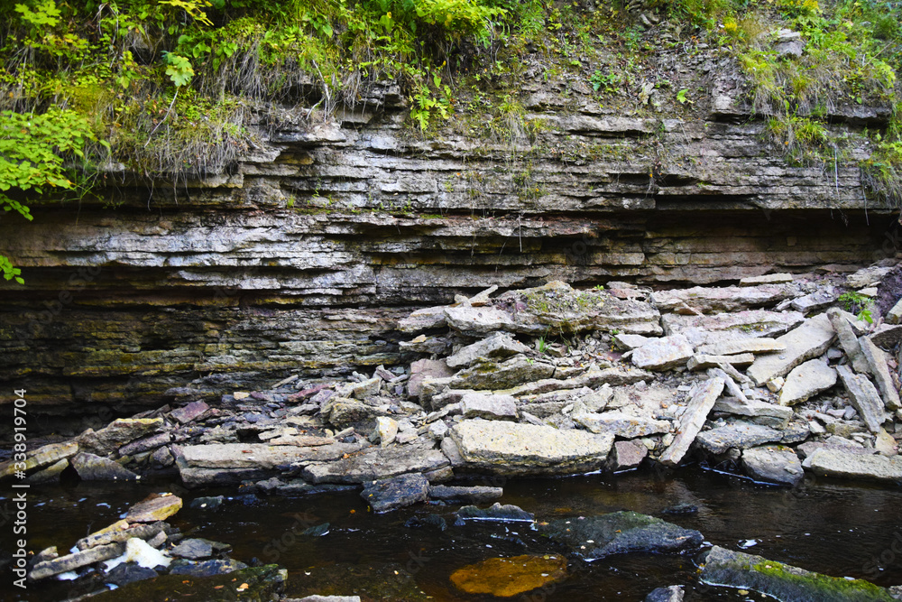 Limestones of the Ordovician period. Layers of ancient sedimentary ...