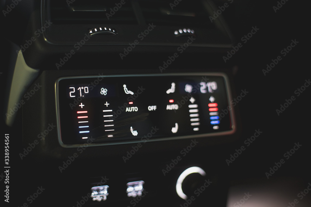 Control panel rear climate control. A modern control screen in a ...
