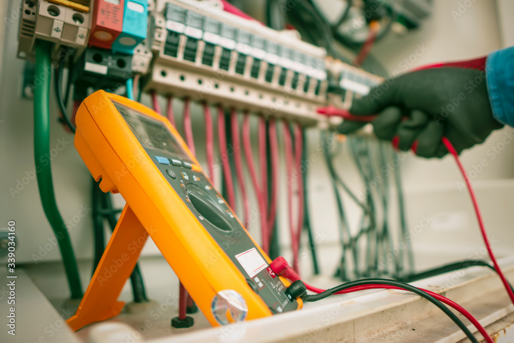 Engineering used a multimeter to measure the voltage of electrical ...