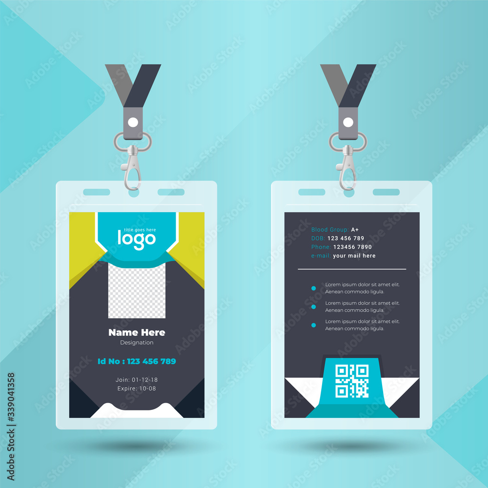 Modern ID Card Design Template. Identity badge With Photo Placeholder ...
