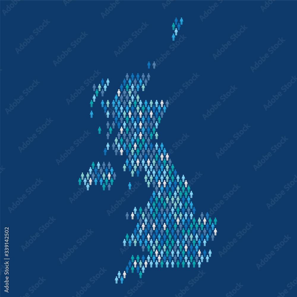 United Kingdom population infographic. Map made from stick figure ...