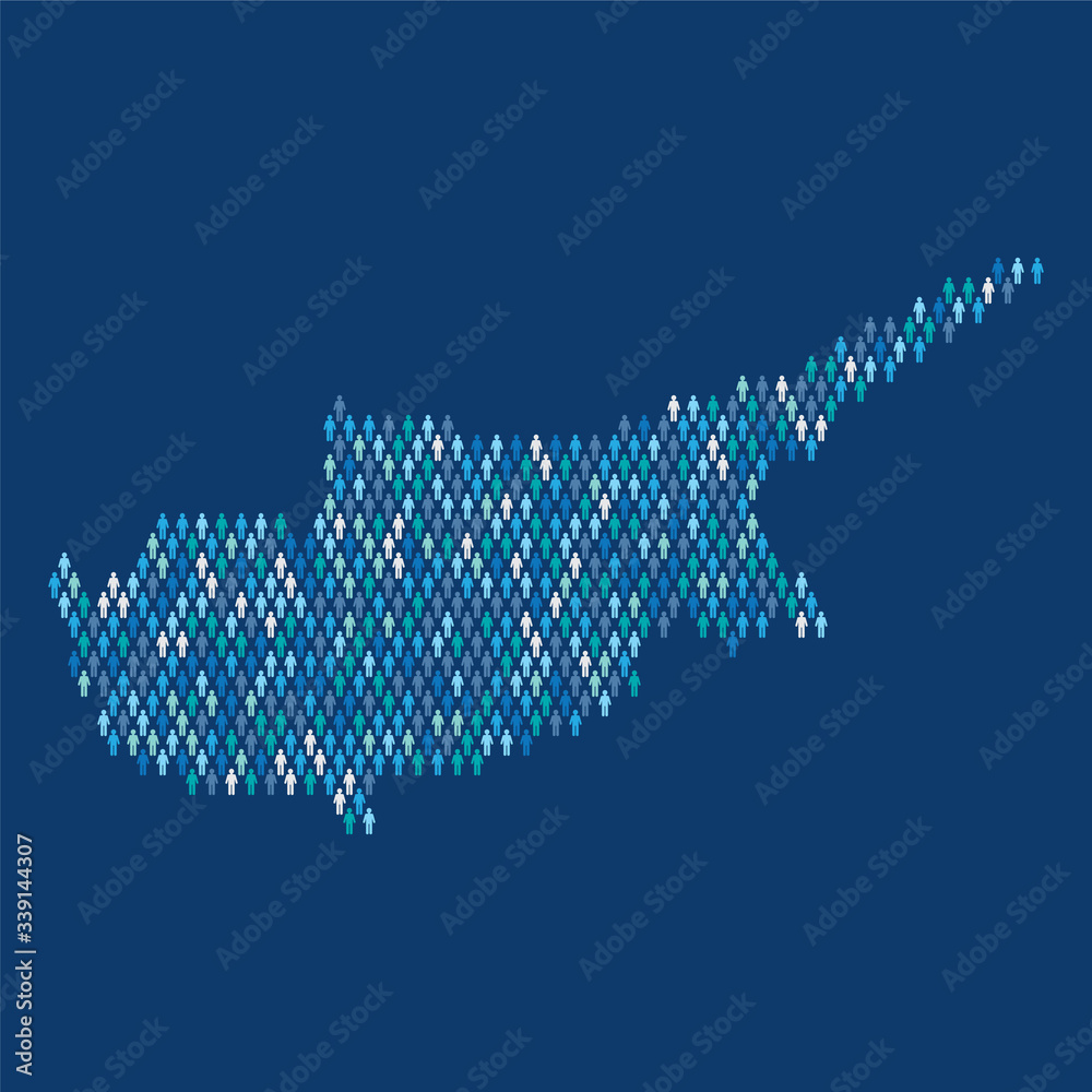 Cyprus population infographic. Map made from stick figure people Stock ...