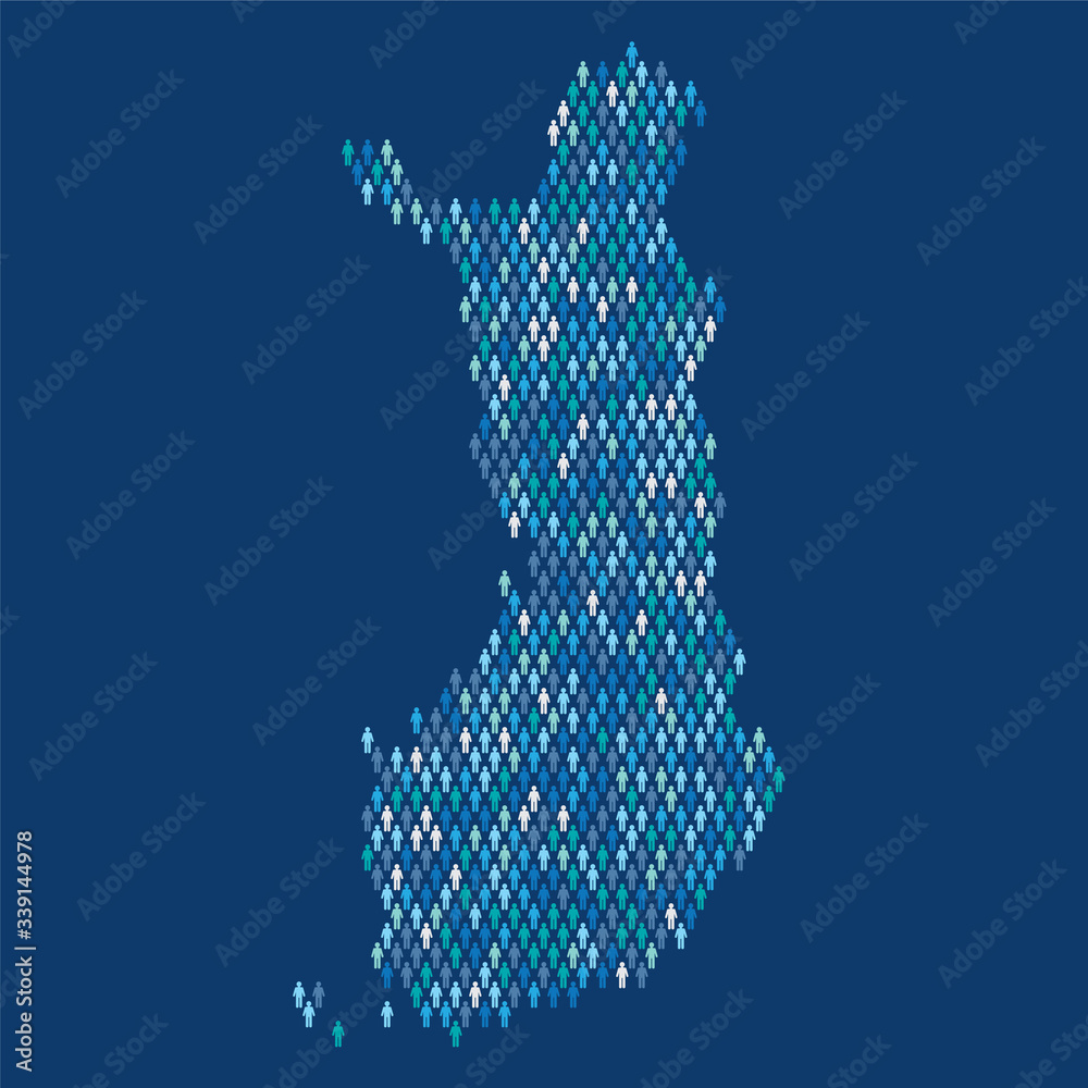 Finland population infographic. Map made from stick figure people Stock ...