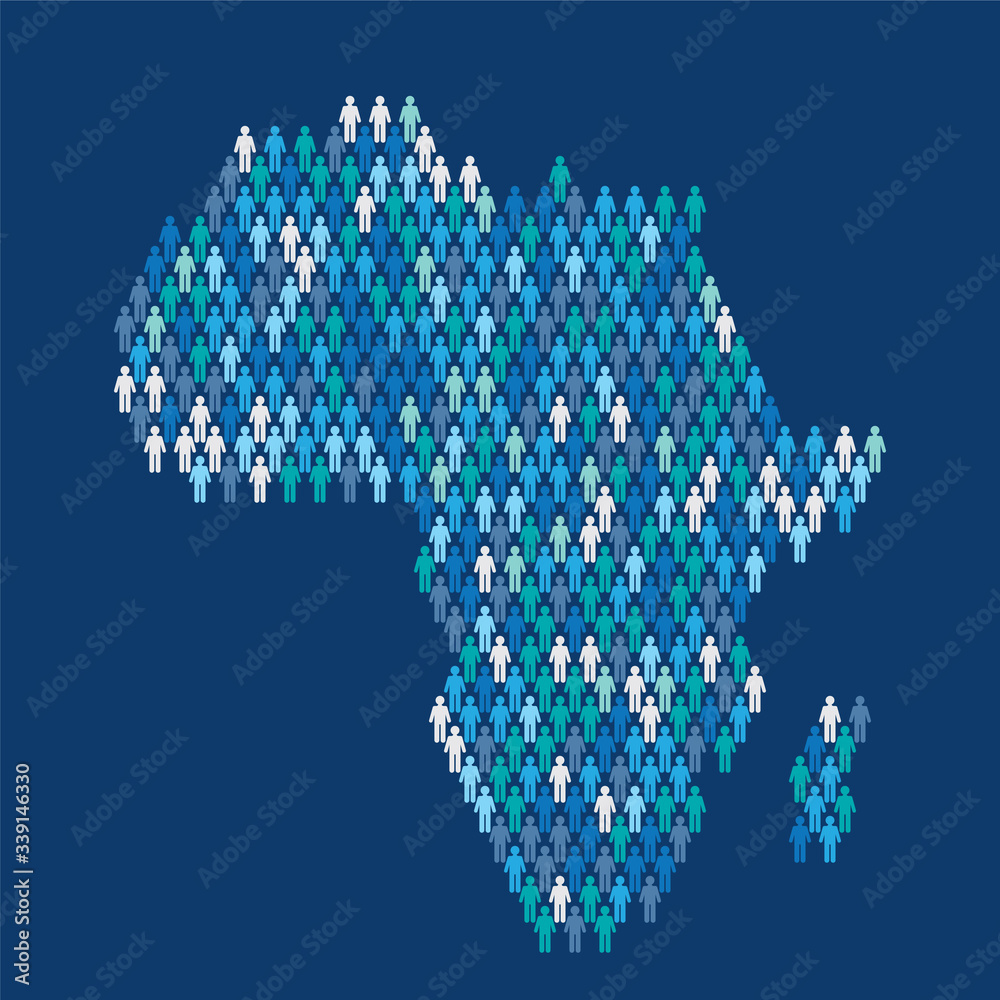 Africa population infographic. Map made from stick figure people Stock ...