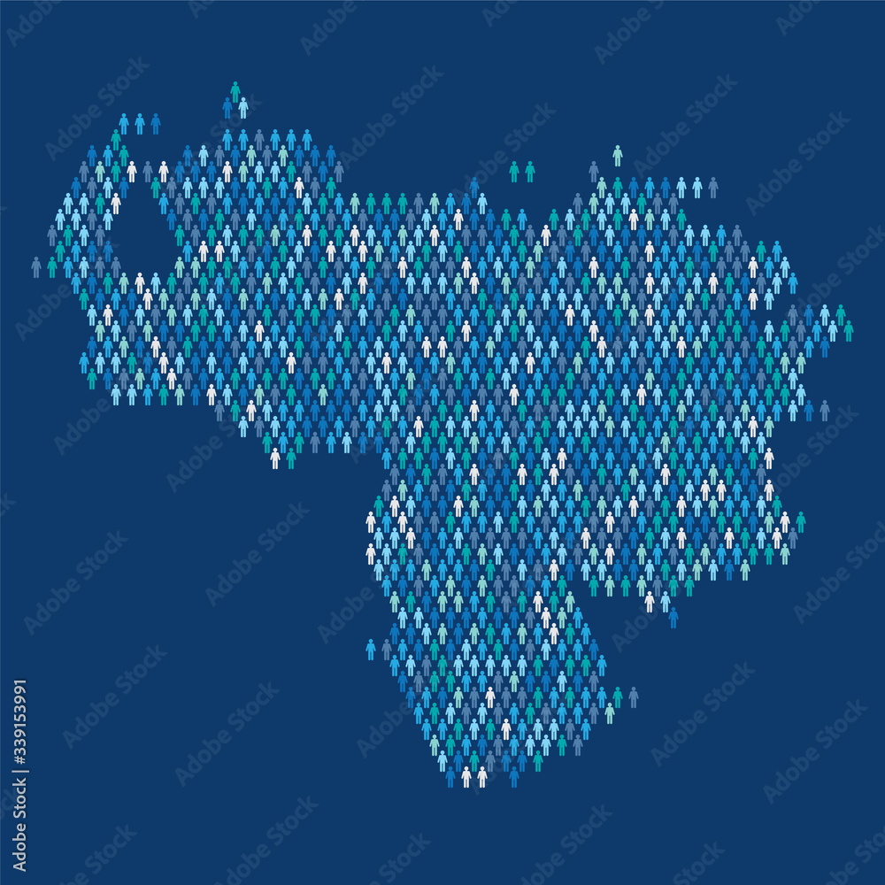 Venezuela population infographic. Map made from stick figure people ...