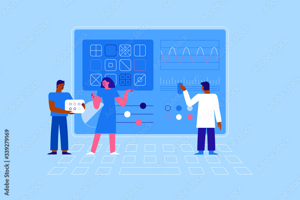 Vector illustration in flat cartoon simple style with characters - big ...