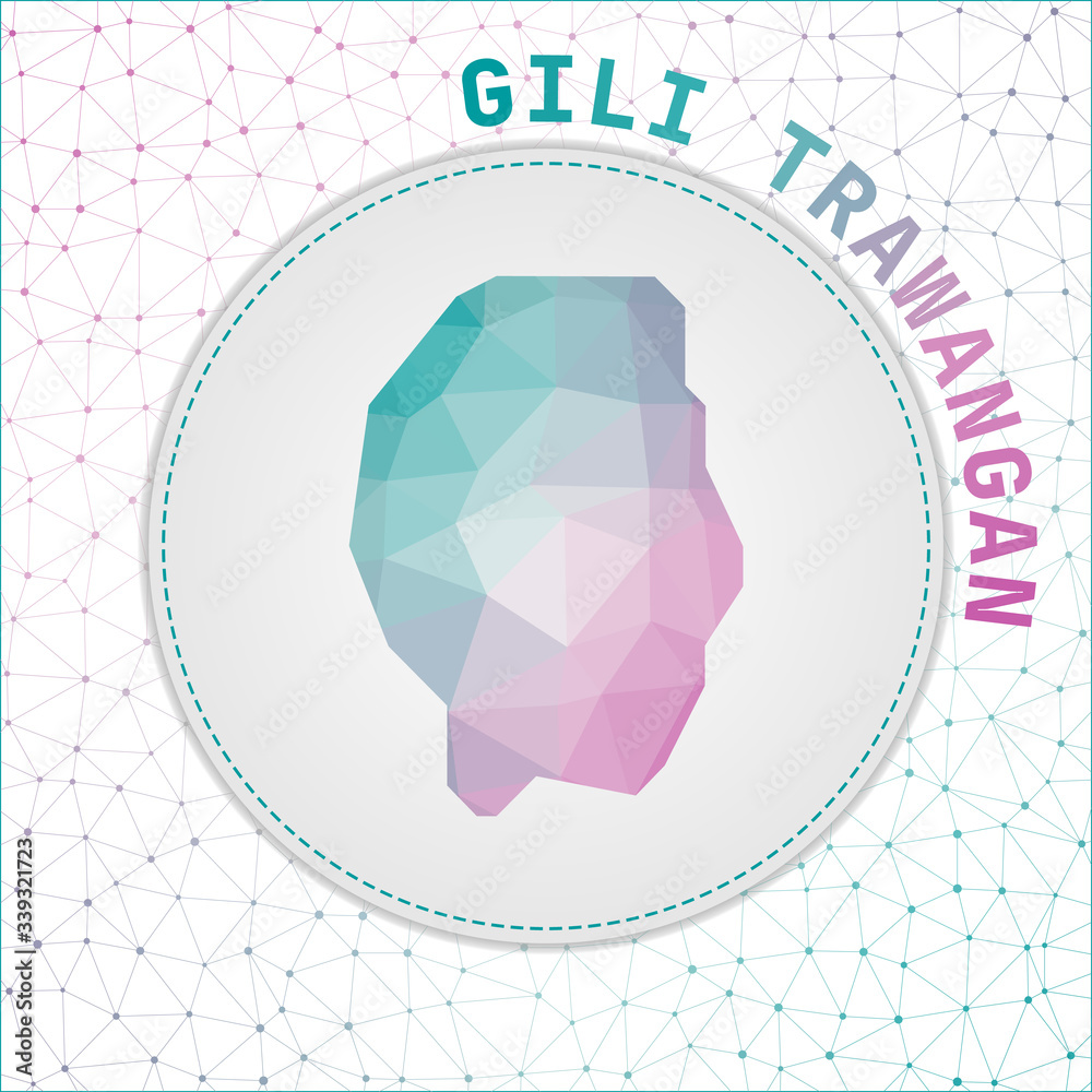 Vector polygonal Gili Trawangan map. Map of the island with network ...
