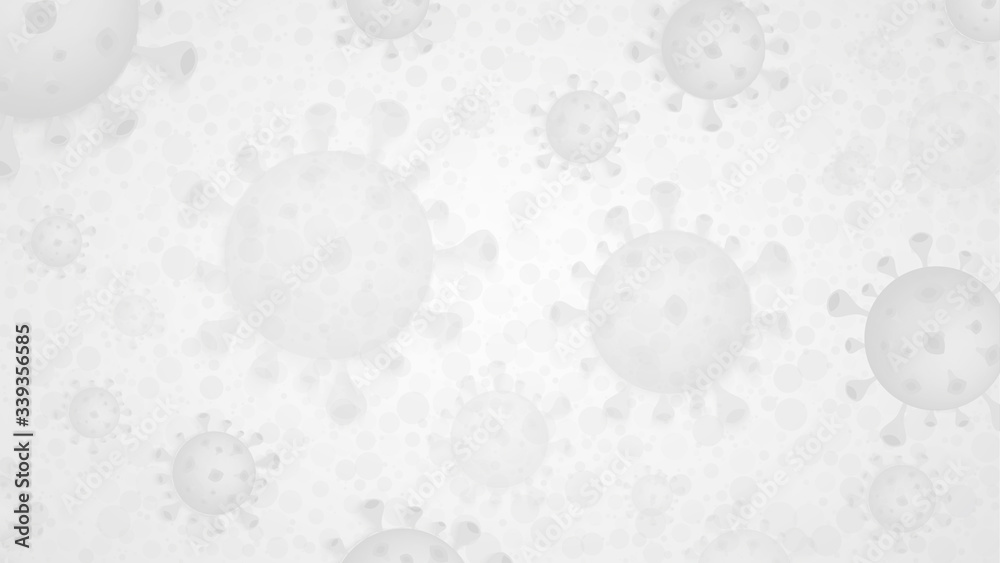 Light grey medical background with Corona Virus cell, COVID 19 ...