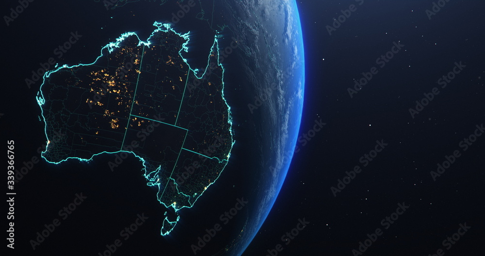 Australia map outline view from space, globe planet earth, elements of ...