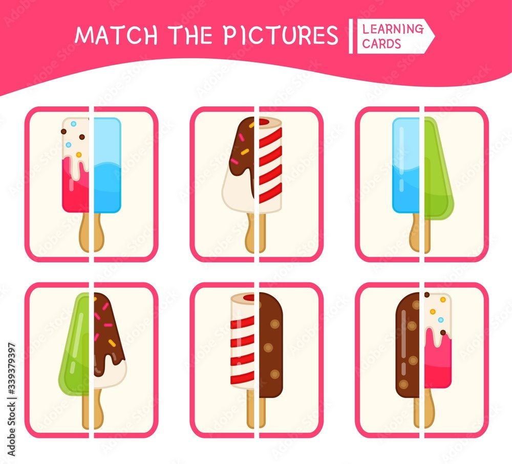 Matching children educational game. Match parts of ice creams. Activity ...