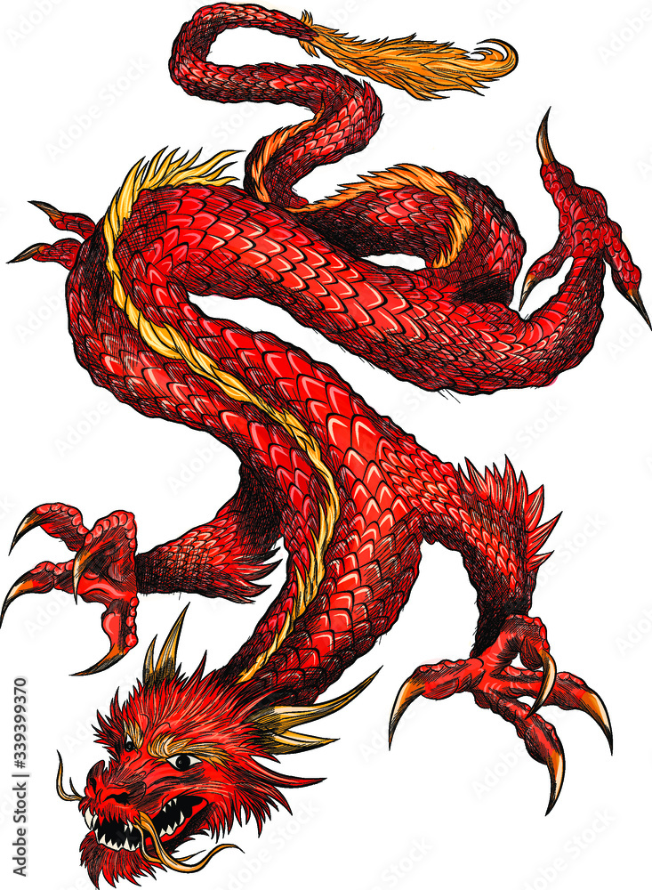 red traditional Chinese dragon symbol Stock Vector | Adobe Stock