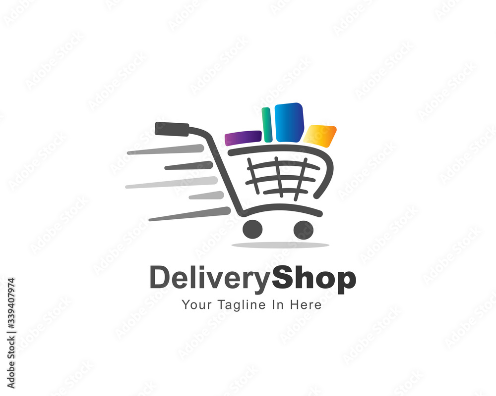 Fast move delivery shopping cart logo design inspiration Stock Vector ...