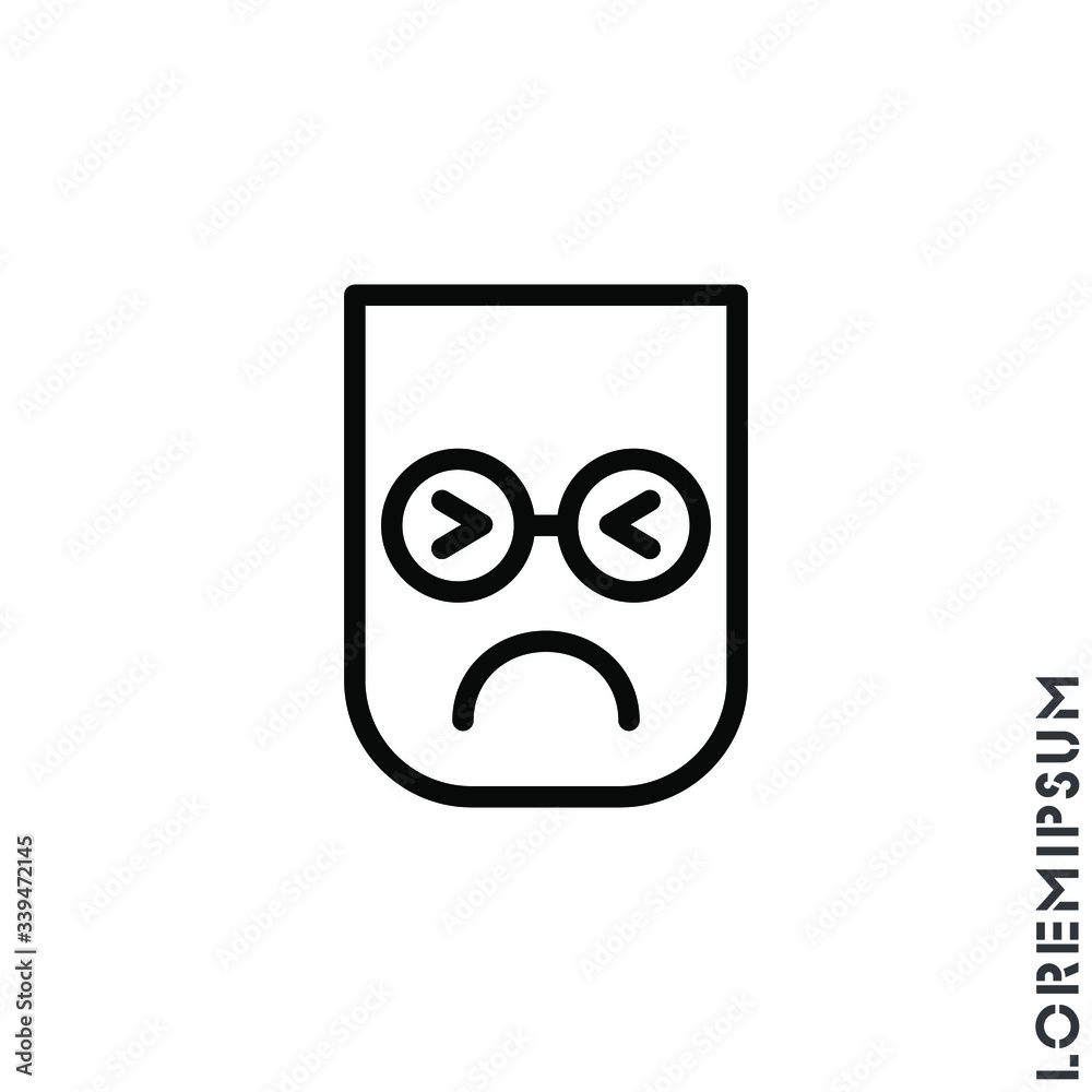 Sad Cry Stressful Emoticon Icon Vector Illustration. Outline Style ...