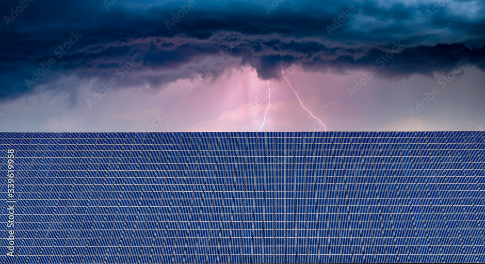 solar panel and stormy weather Stock Photo | Adobe Stock
