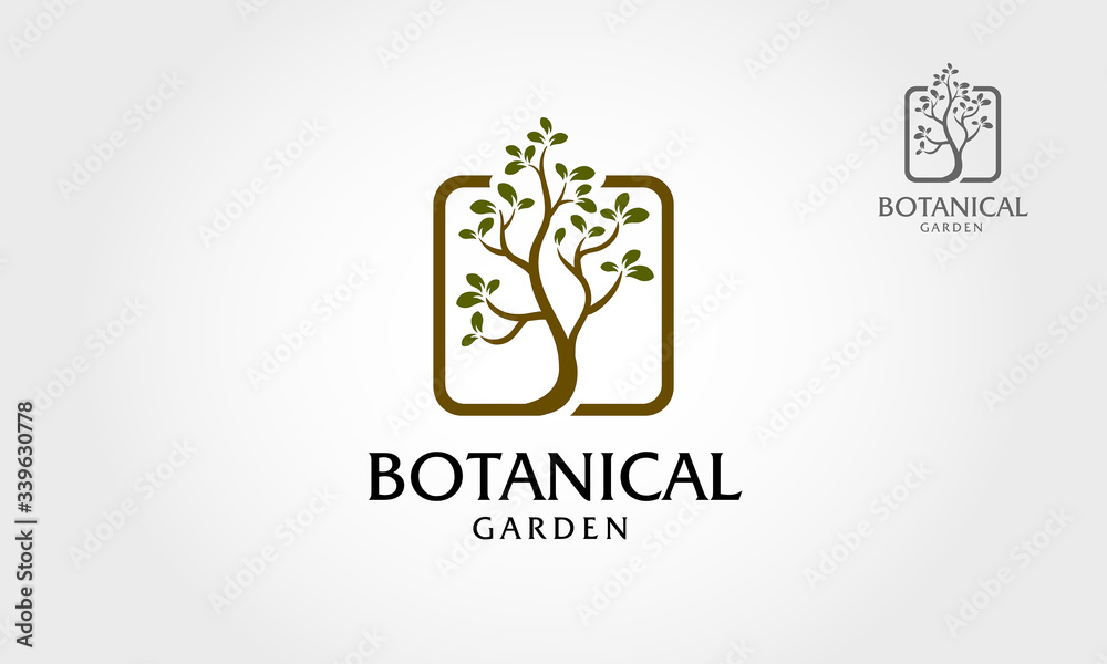 Botanical Garden Logo Illustration. Logo illustrating a tree roots are ...
