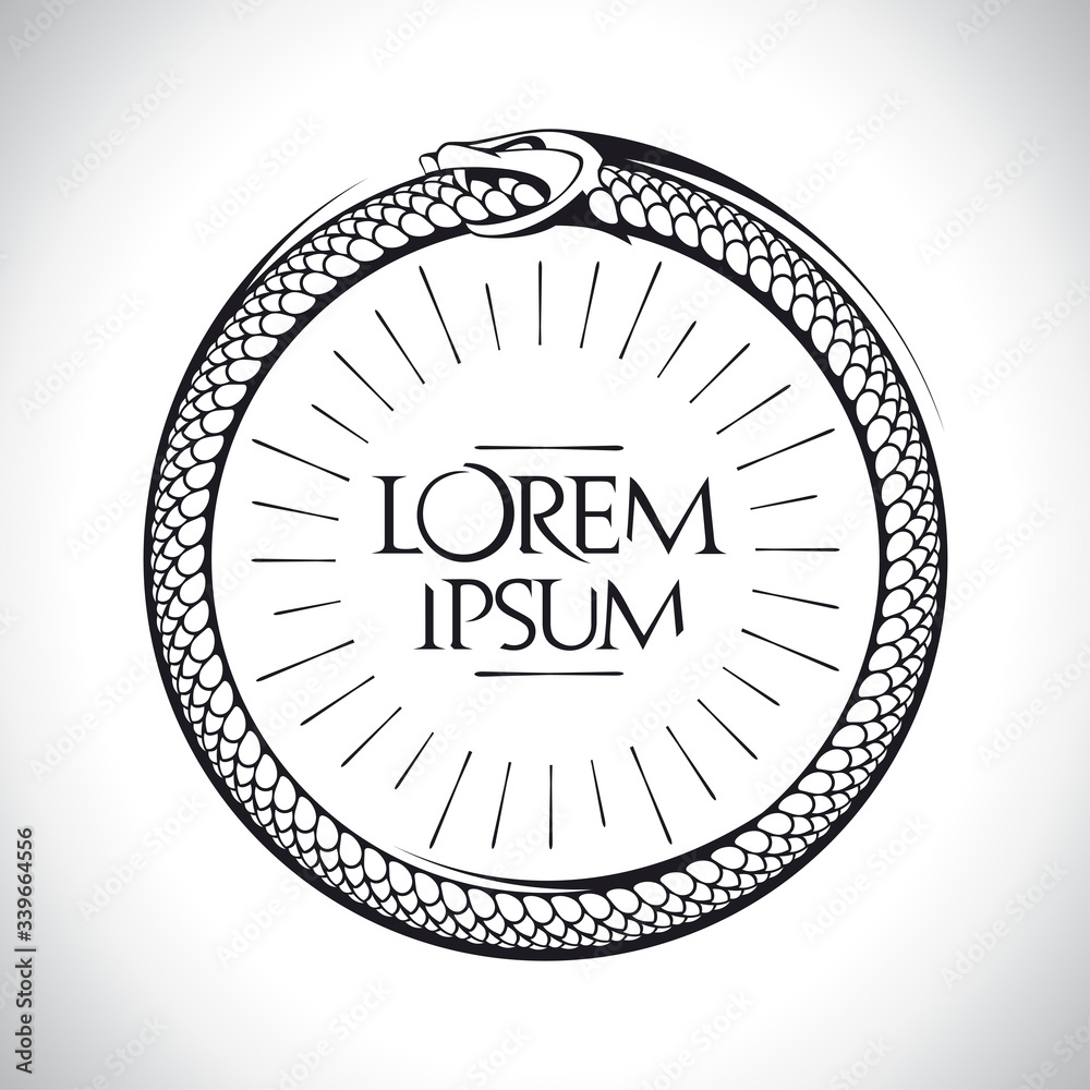 Black and white ouroboros vector logo design, snake eating its own tail ...