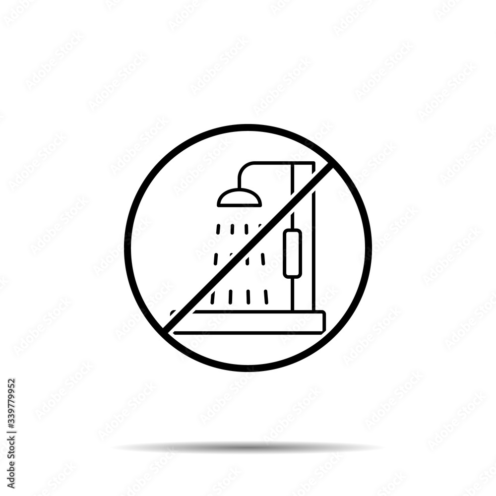 No shower icon. Simple thin line, outline vector of real estate ban ...