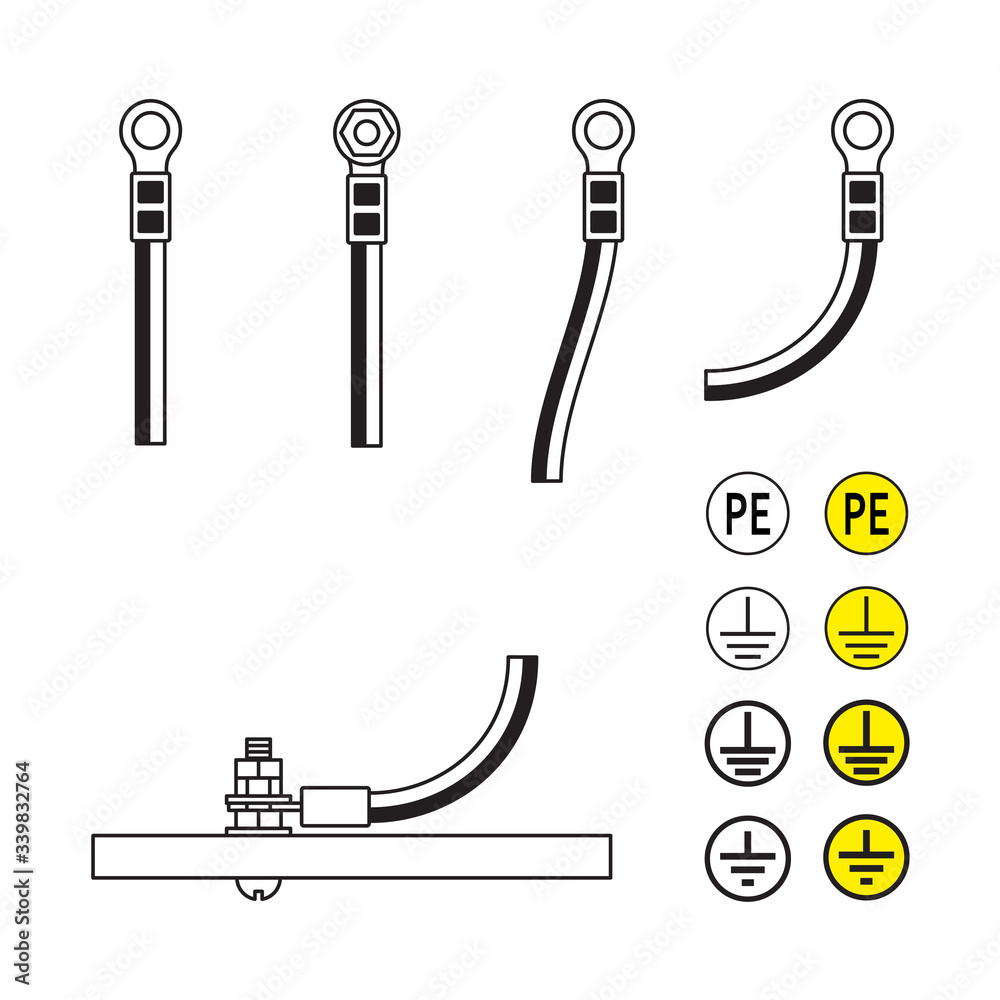Grounding Wire with Ring Terminal.Grounding Bolt.Terminal of a ...