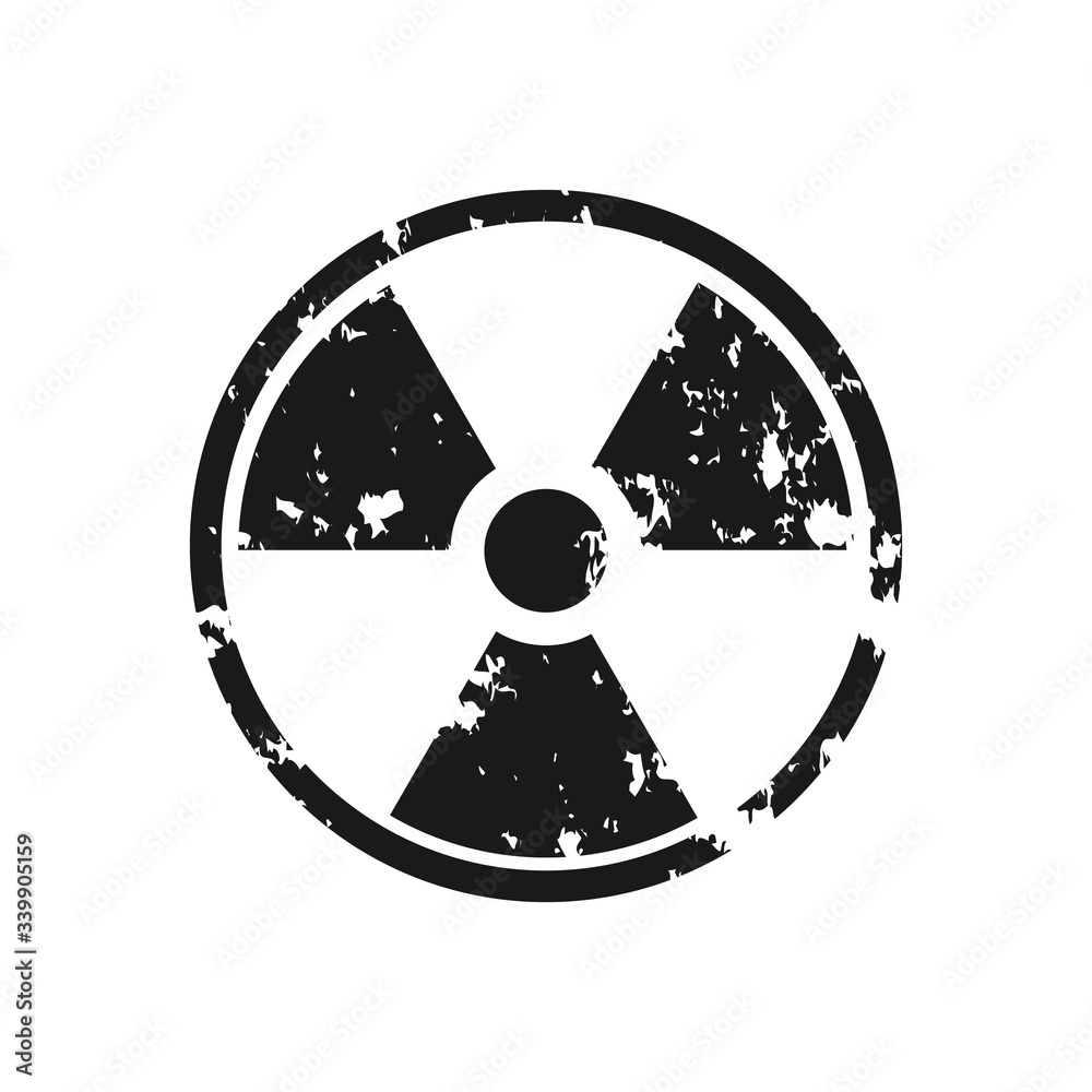 Grunge radiation hazard symbol. Vector distressed texture. Vector black ...