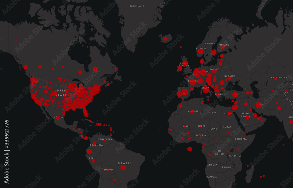 World map with a virus. Covid 19 map confirmed cases report worldwide ...
