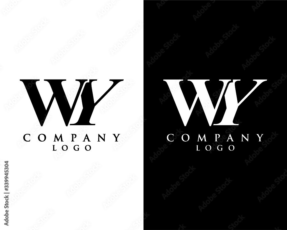 letter WY, YW logo type company name black and white design. vector ...