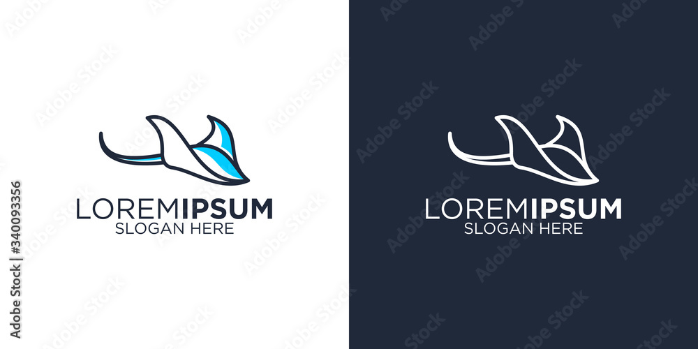 Line art manta logo design templates Stock Vector | Adobe Stock