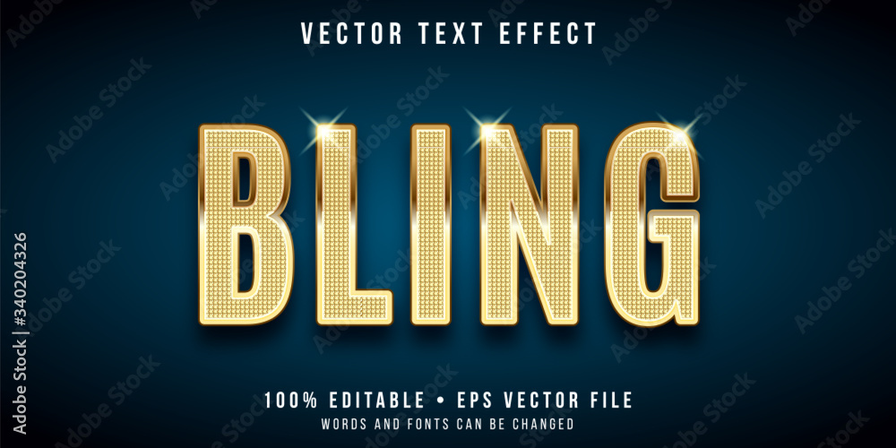 Editable text effect - golden bling style Stock Vector | Adobe Stock