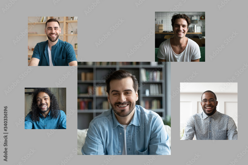 Photo Stock Over gray background collage pictures of five handsome 30s ...