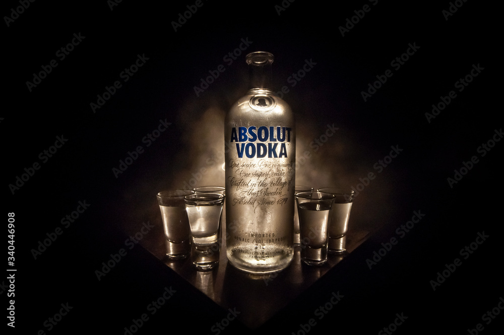 BAKU, AZERBAIJAN - FEB 09, 2020: Absolut Vodka is a brand of vodka ...