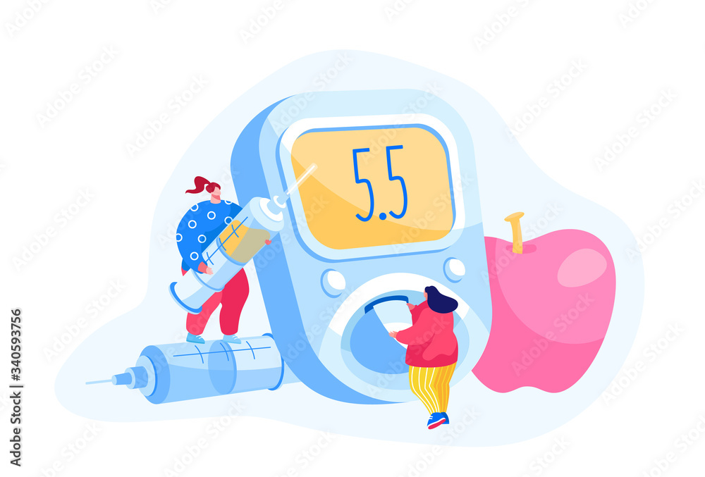 Diabetes Patient Treatment Concept. Tiny People Characters Sugar Level ...