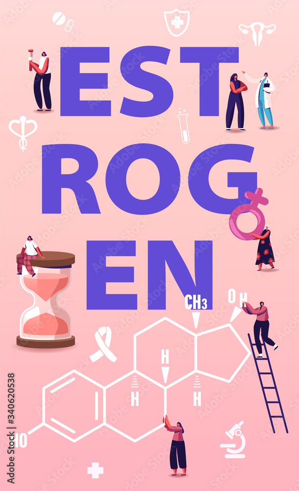 Stockvektorbilden Hormones Health Concept. Tiny Female Characters ...