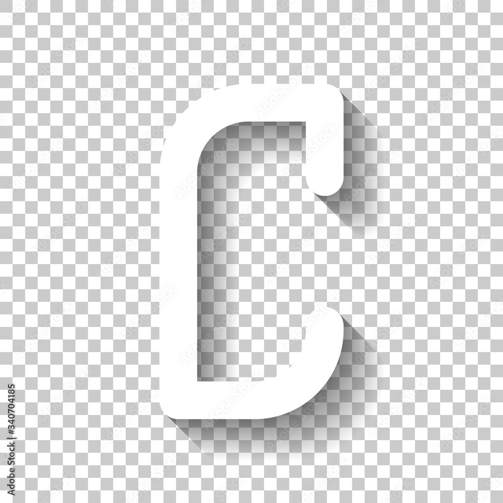 Letter C of alphabet, isolated outline symbol. White icon with shadow ...