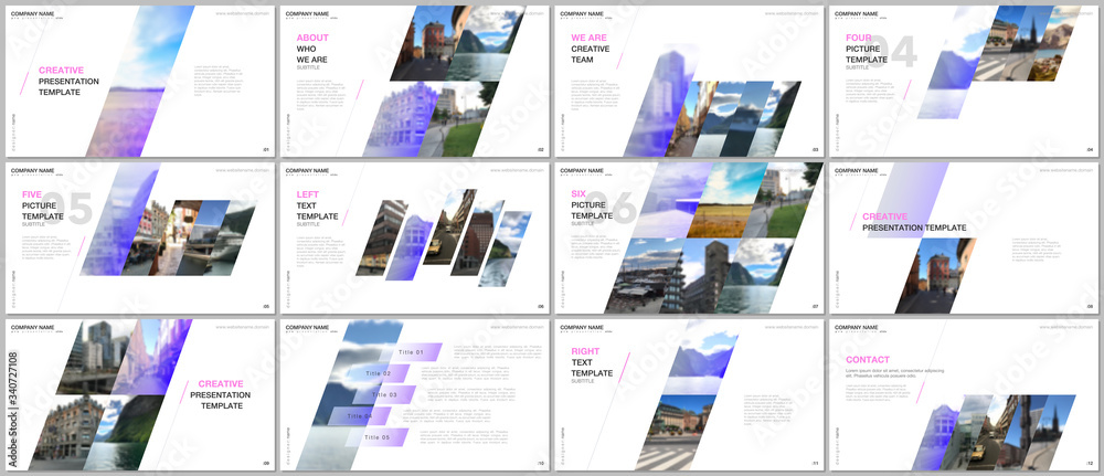 Minimal presentations design, portfolio vector templates with colorful ...