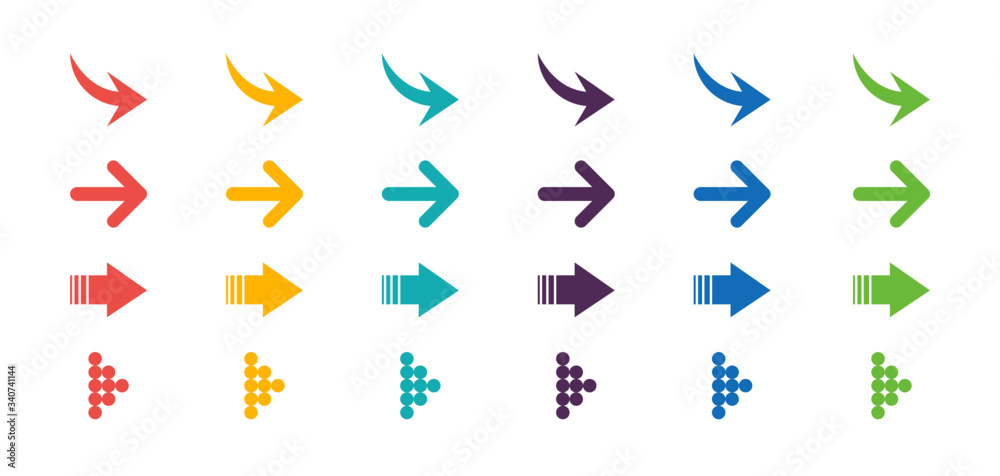 Arrows set icon. Arrows set vector illustration. Arrow icon. Colorful ...