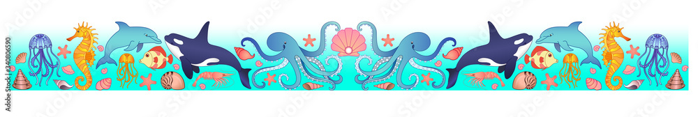 Symmetric marine vector divider for print or web sites. Symmetrical ...