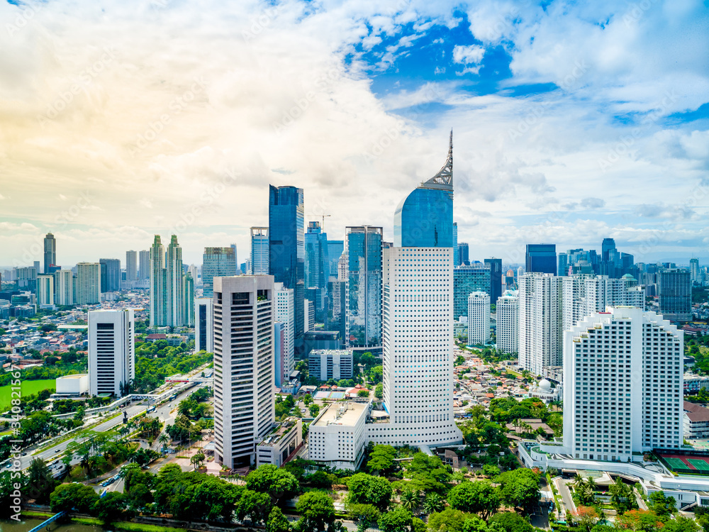 Aerial View of Jakarta Downtown Skyline with High-Rise Buildings With ...