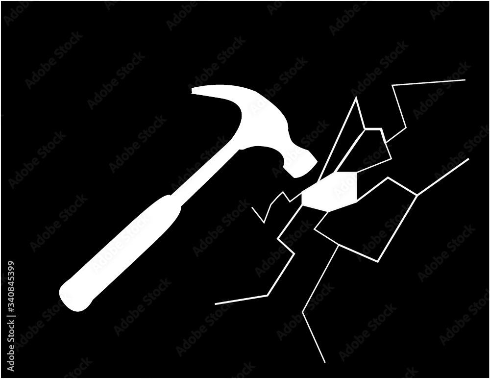 hammer symbol handy man breaking glass shards Stock Vector | Adobe Stock