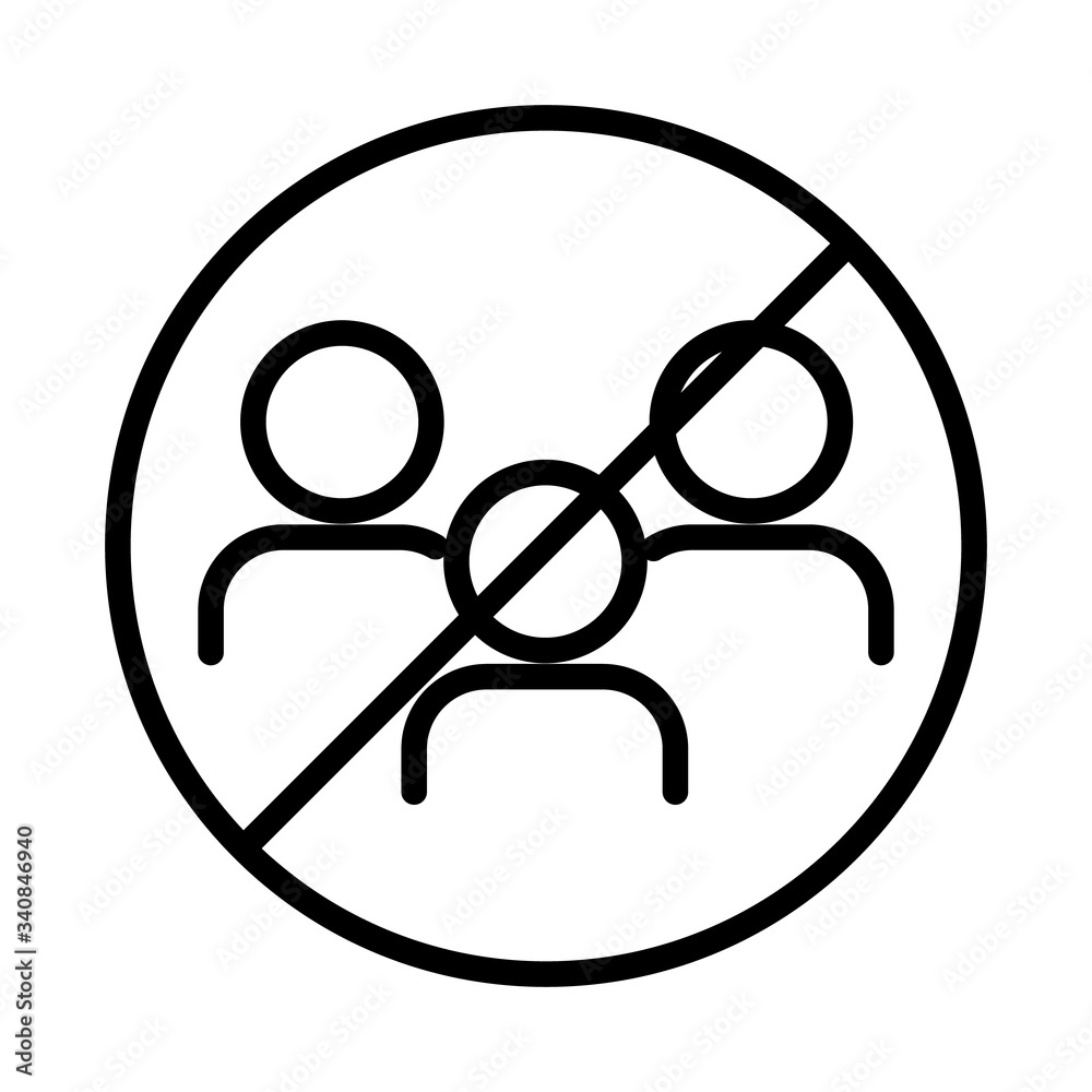 avoid crowded places outline vector icon isolated on white background ...