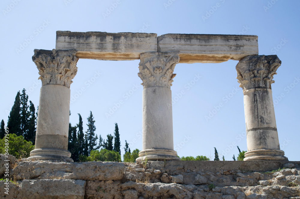 Corinthian order columns in ancient Corinth in Greece Stock Photo ...