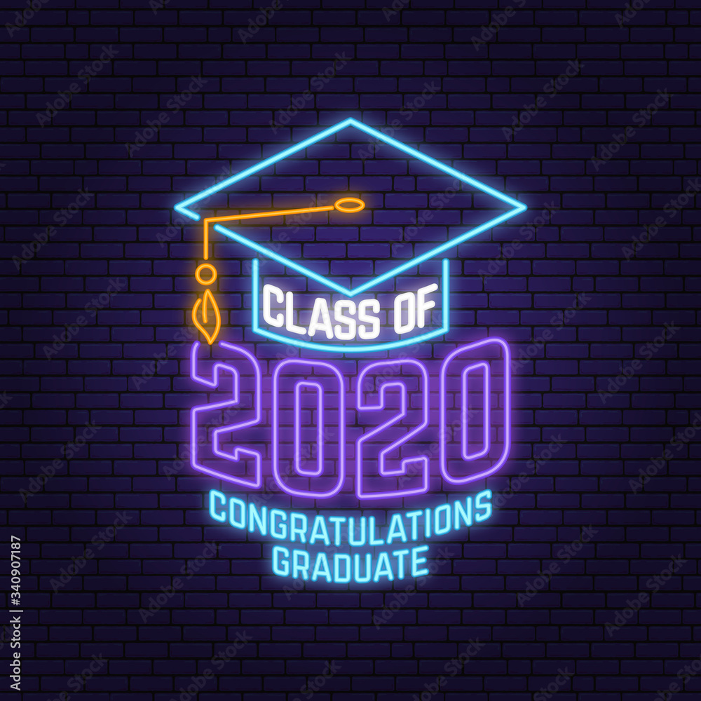 Class of 202 neon bright signboard, light banner. Vector. Neon ...