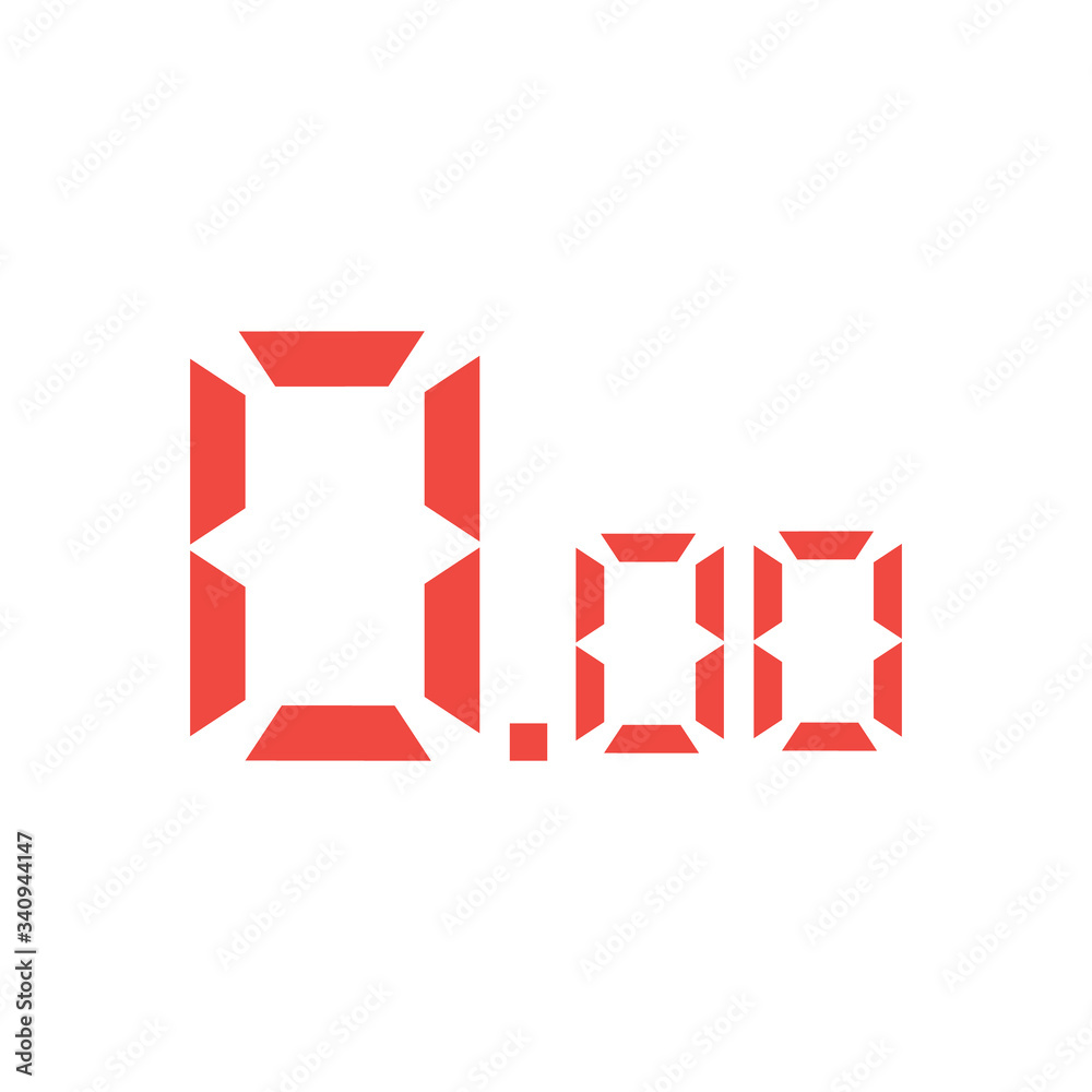 red digital numbers on white background. flat style. red digital ...