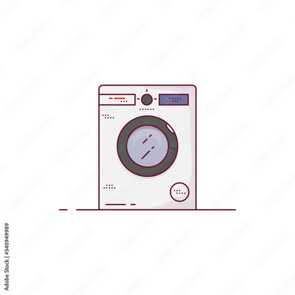 Modern washing machine vector. New white wash machine with display and ...