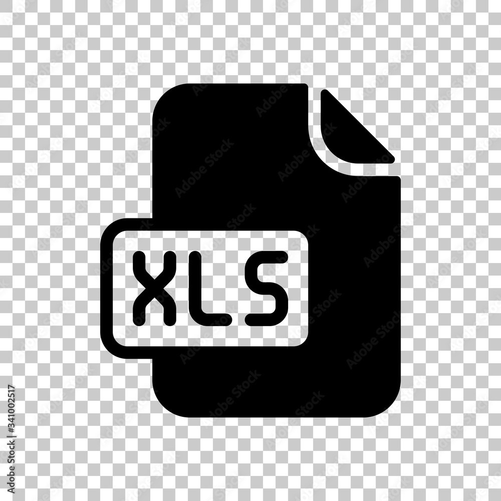 Computer file, xls symbol. Black symbol on transparent background Stock ...