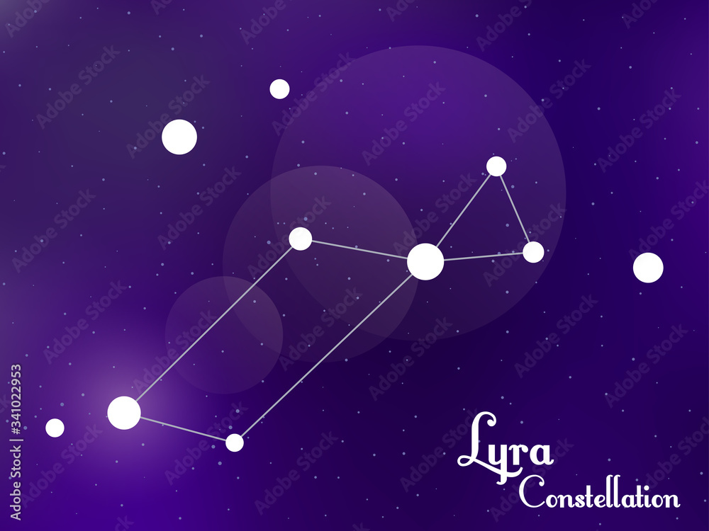 Lyra constellation. Starry night sky. Cluster of stars, galaxy. Deep ...