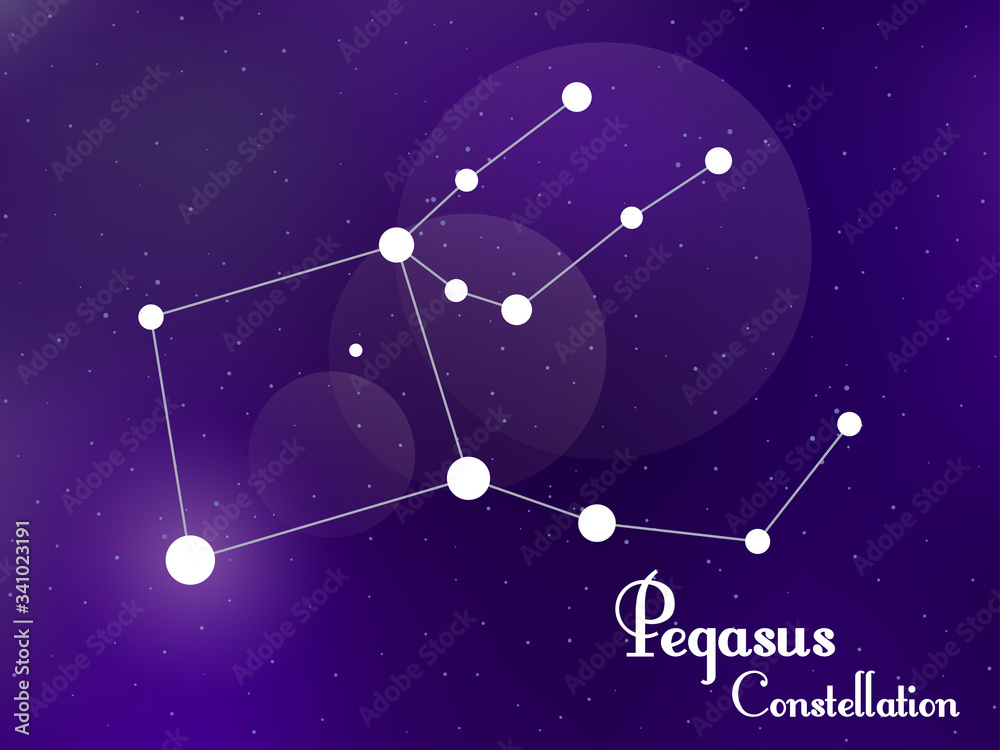 Pegasus constellation. Starry night sky. Cluster of stars, galaxy. Deep ...