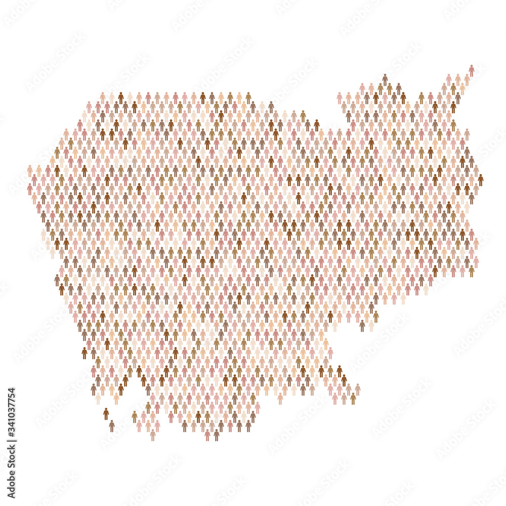 Cambodia population infographic. Map made from stick figure people ...